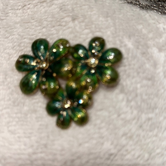 Monet | Jewelry | Vintage Monet Enamel Green Brooch With Rhinestones ...